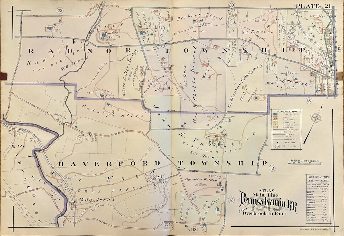 Mueller, A.H. [Radnor/Haverford Township] Plate 21 – Philadelphia Print ...