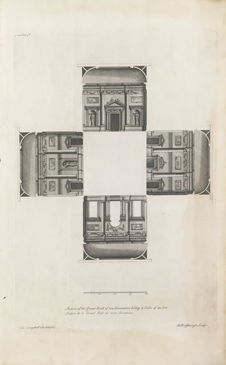 Campbell, Colen "Section of the Great Hall of my Invention" Pl. 100 ...