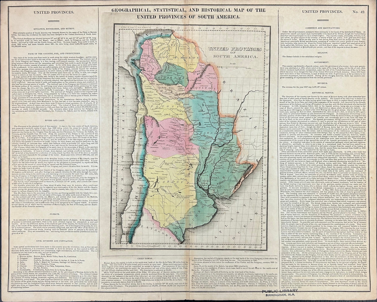 Finlayson, J. "United Provinces of South America." From Carey & Lea's ...
