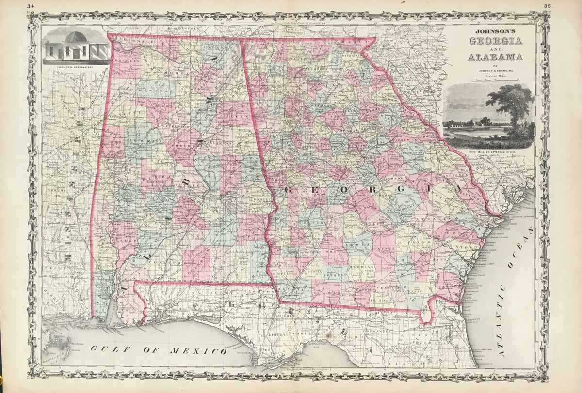 Johnson, A.J. "Johnson's Georgia and Alabama" 1860 – Philadelphia Print ...