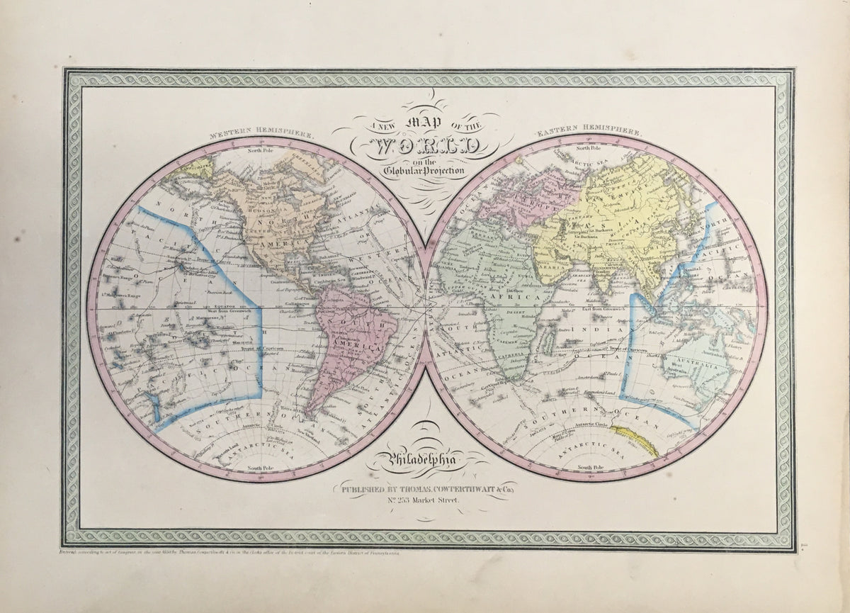 Young, J.H. "A New Map of the World on the Globular Projection ...