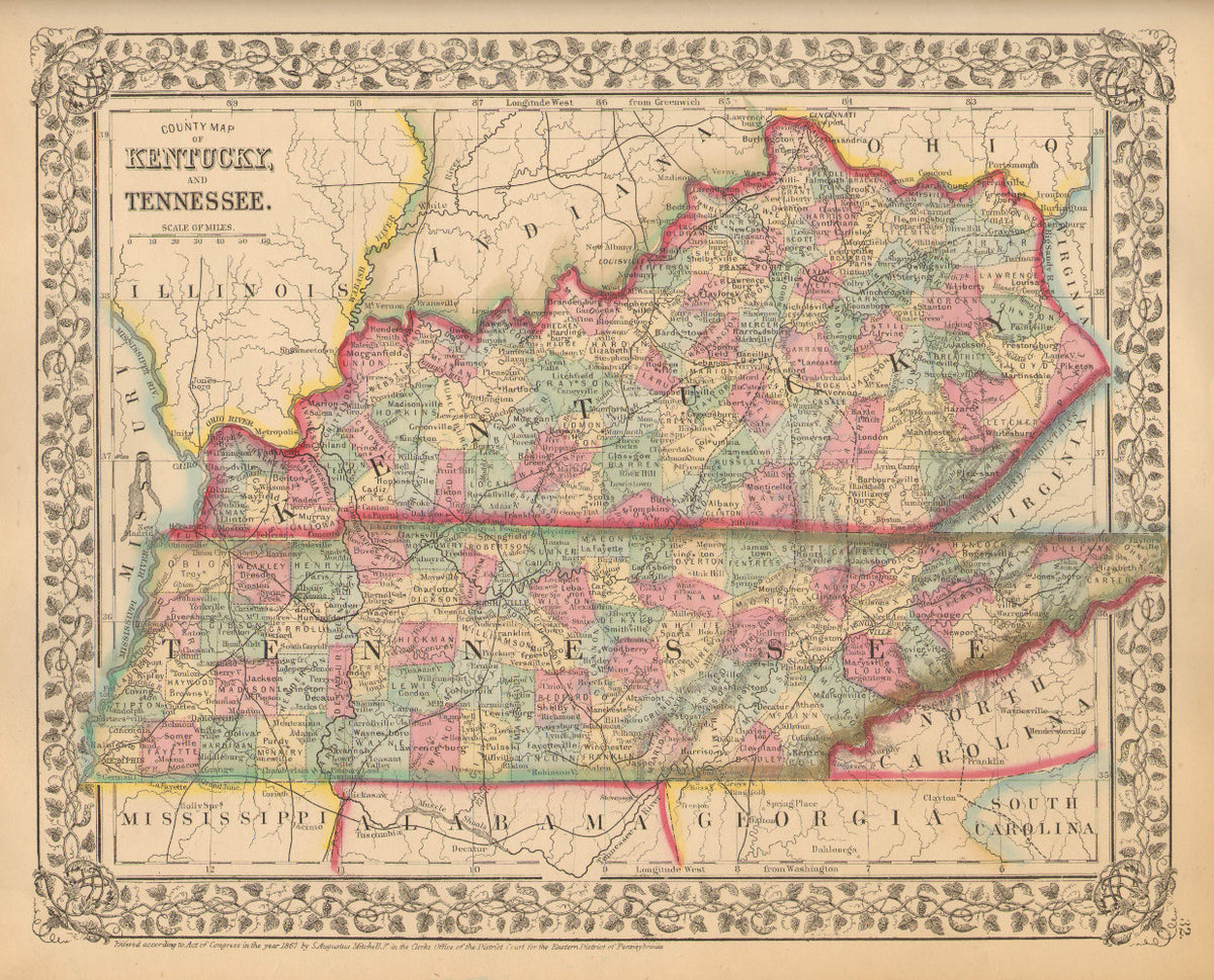 Mitchell, S.A. Jr. "County Map of Kentucky and Tennessee ...
