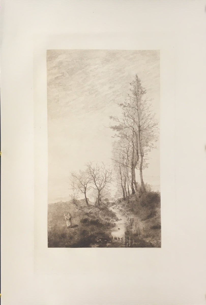 Unattributed [Woman Carrying a Bundle Near a Village Stream ...